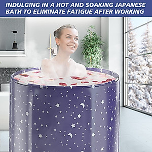 DAILYLIFE Portable Bathtub Adult, Ice Bath Tub for Athletes, Portable Bath tub for adults, Foldable Bath Tub, Hot Tub for Shower Stall, Japanese Soaking Bath Tub with Pillow, Easy assembly(Moonstar)