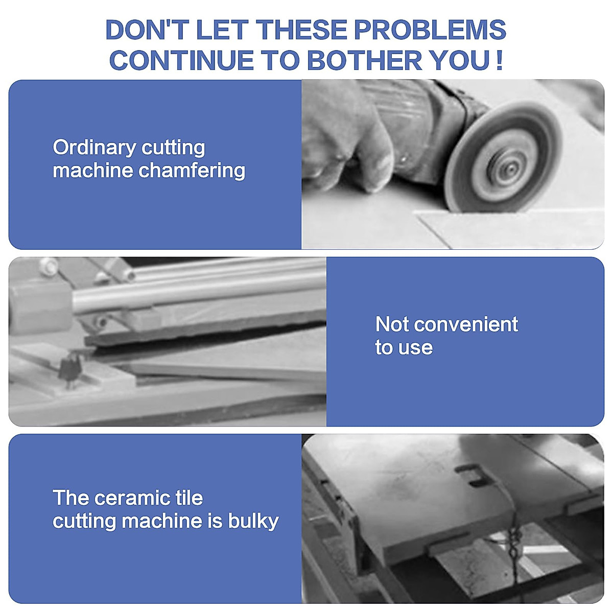 MUOYID 45 Degree Tile Chamfering Tool with Blue Base Plate - Type 100 Angle Grinder Stand for Tile 45° Chamfer Cutting, Heavy Duty Tile 45 Degree Angle Cutting Tool for Cutting Tile/Marble/Plank