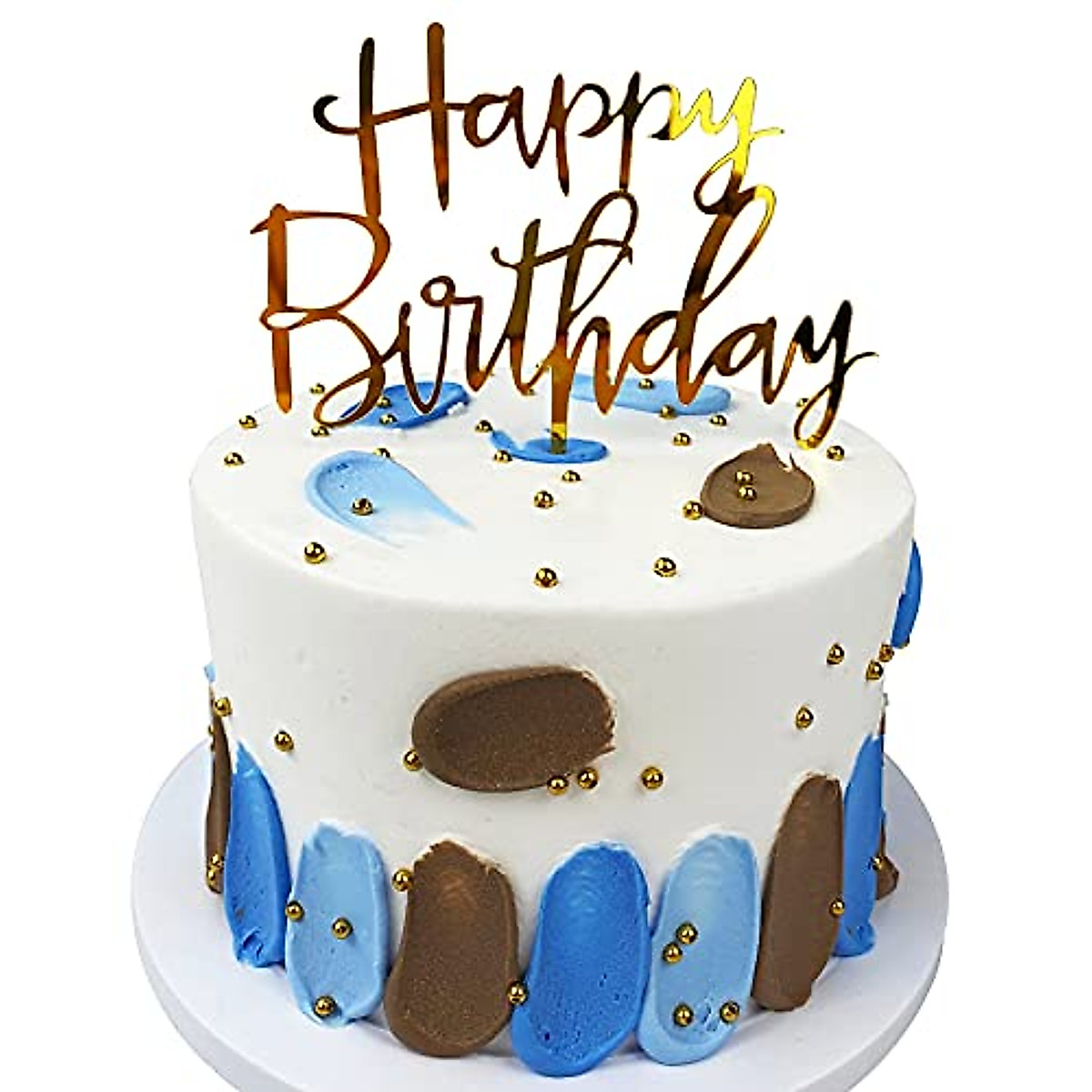 Happy Birthday Cake Toppers Gold Acrylic Durable Versatile Cake Topper, Birthday Cake for Photo Booth Props, Birthday Party Decoration Ideas