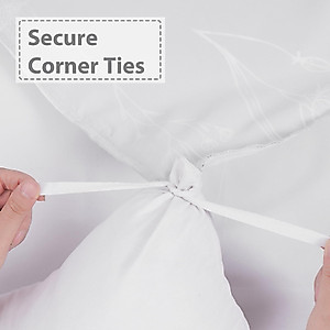 ASPMIZ Floral Duvet Cover Set Queen Size - 3 Pieces Grey Ruffle Comforter Covers, Botanical Flower Bedding Cover Set, Soft Leaves Cover Set with Double Sided Pattern (1 Duvet Cover, 2 Pillow Shams)