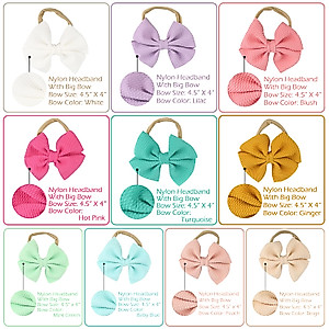 MEEDEE 20 Pack Nylon Headbands: Newborn Bows, Large Baby Bows, Photography Hair Accessories for Infants and Little Girls