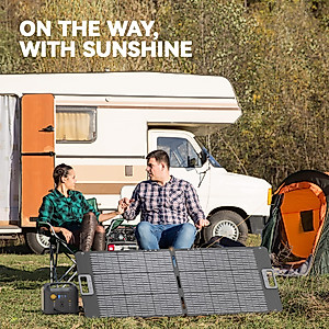 Power Queen 100W Portable Solar Panel for Power Station Generator, IP67 Foldable Solar Panel with MC4, Solar Charger with Adjustable Kickstands