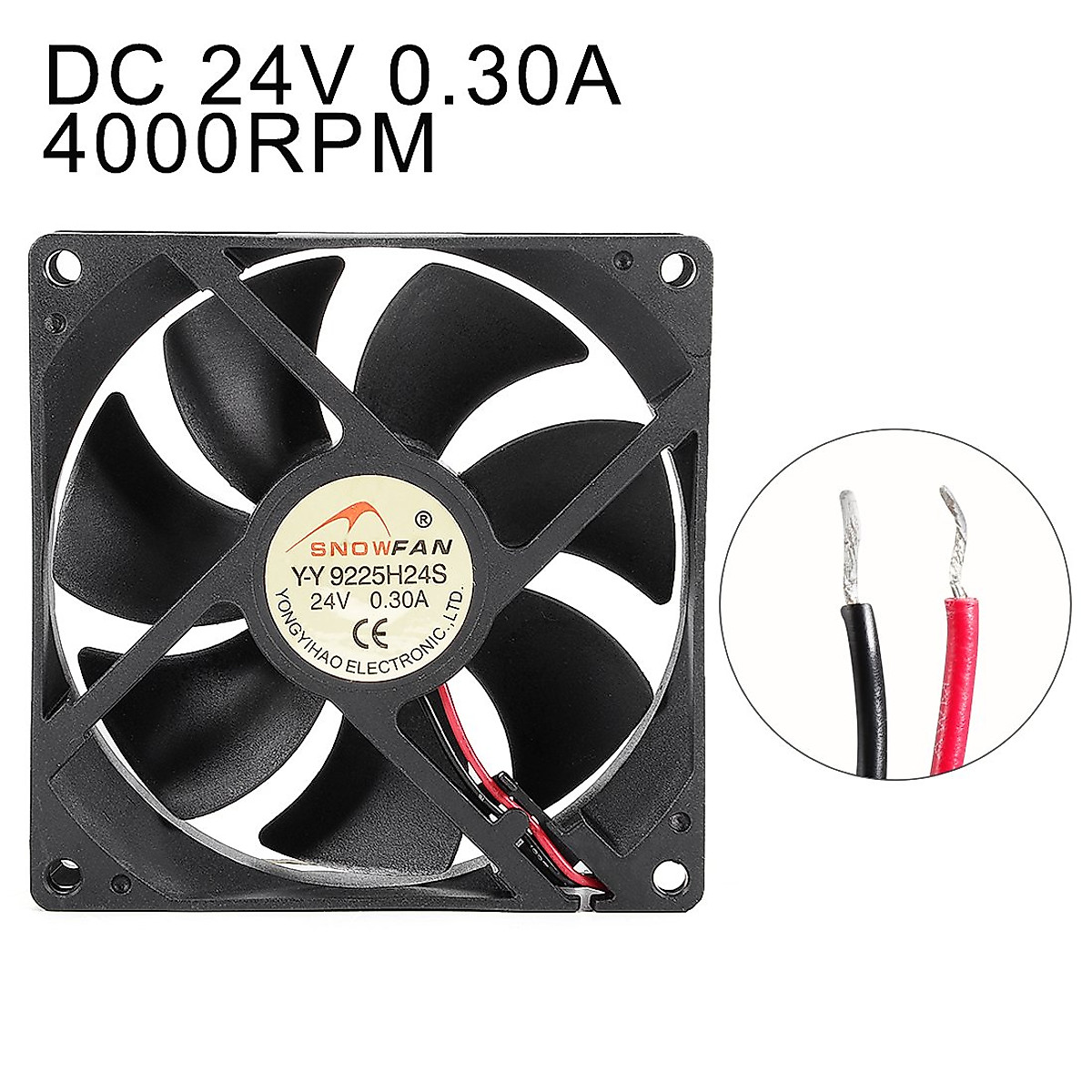 uxcell 92mm x 92mm x 25mm 24V DC Cooling Fan Long Life HY Bearing Computer Case Fan