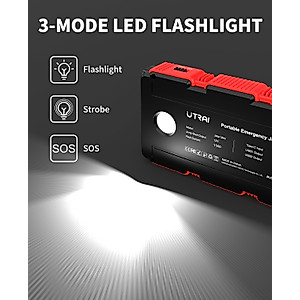 UTRAI Portable Car Jump Starter,1000A Peak 13800mAh Car Battery Jump Starter Pack JS-Mini （Up to 7.5L Gas and 5.5L Diesel Engine）,12V Auto Battery Booster,Lithium Jump Box with LED Light/USB QC3.0