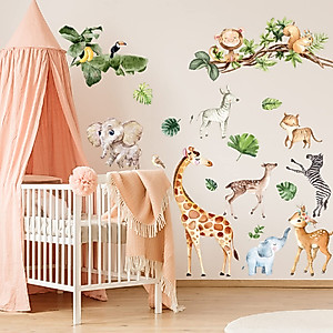 Jungle Wall Decals Peel and Stick Floral Wall Stickers for Nursery Kids Bedroom Livingroom PlayRoom Home Wall Art