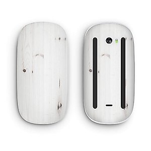 Design Skinz White Vertical Wood Planks Vinyl Decal Compatible with The Apple Magic Mouse 2 (Wireless, Rechargable) with Multi-Touch Surface