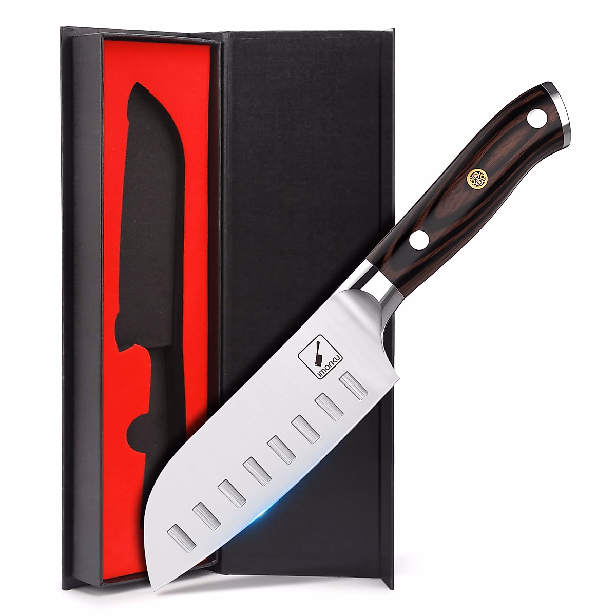 imarku Santoku Knife Chef Knife 5 inch Ultra Sharp Asian Knife Japanese Chef Knife - Japanese SUS440A Stainless Steel - Ergonomic Pakkawood Handle, Best Christmas Gifts for Women Men