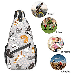 VOOHDDY Cute Cat Kitten Sling Bag For Women Men Fun Animal Travel Hiking Backpack Crossbody Shoulder Chest Bags Casual Daypack Sport