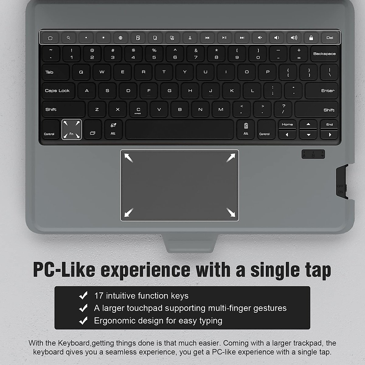 Nillkin Galaxy Tab S7 FE Keyboard Case 12.4 inch with Multi-Touch Trackpad and Camera Cover Compatible with Galaxy Tab S8 +/S7 +, Detachable Folio Keyboard Cover with S Pen Holder