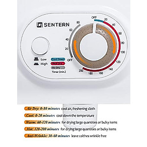 Sentern Compact Portable Laundry Dryer - 9LBS Capacity Portable Front Load Clothes Dryer 1400W Power with 4 Drying Modes, Stainless Steel Tub for Apartment