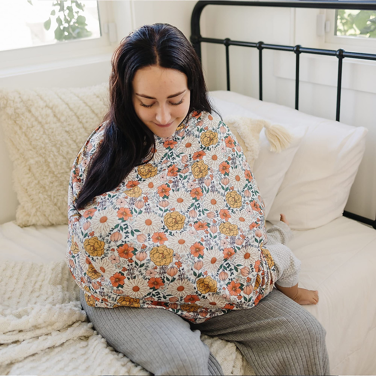 Baby Car Seat Covers- Multi-use Carseat Canopy for Babies, Stretchy Infant Carseat Cover Boy, Shower Gifts for Unisex Boys and Girls(Floral)