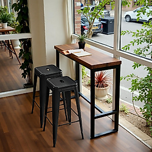 Furmax 30 Inches Metal Bar Stools Bar Height High Backless Stools Indoor Outdoor Stackable Kitchen Stools Set of 4 (Dark Black)