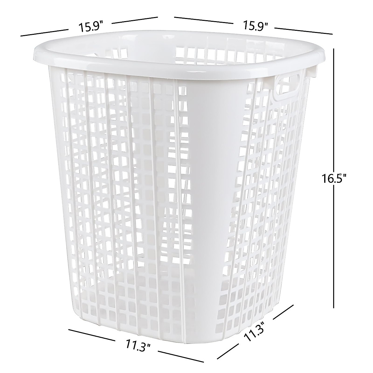 CadineUS 6 Pack Plastic Dirty Clothes Hamper, Laundry Basket with Handles, White