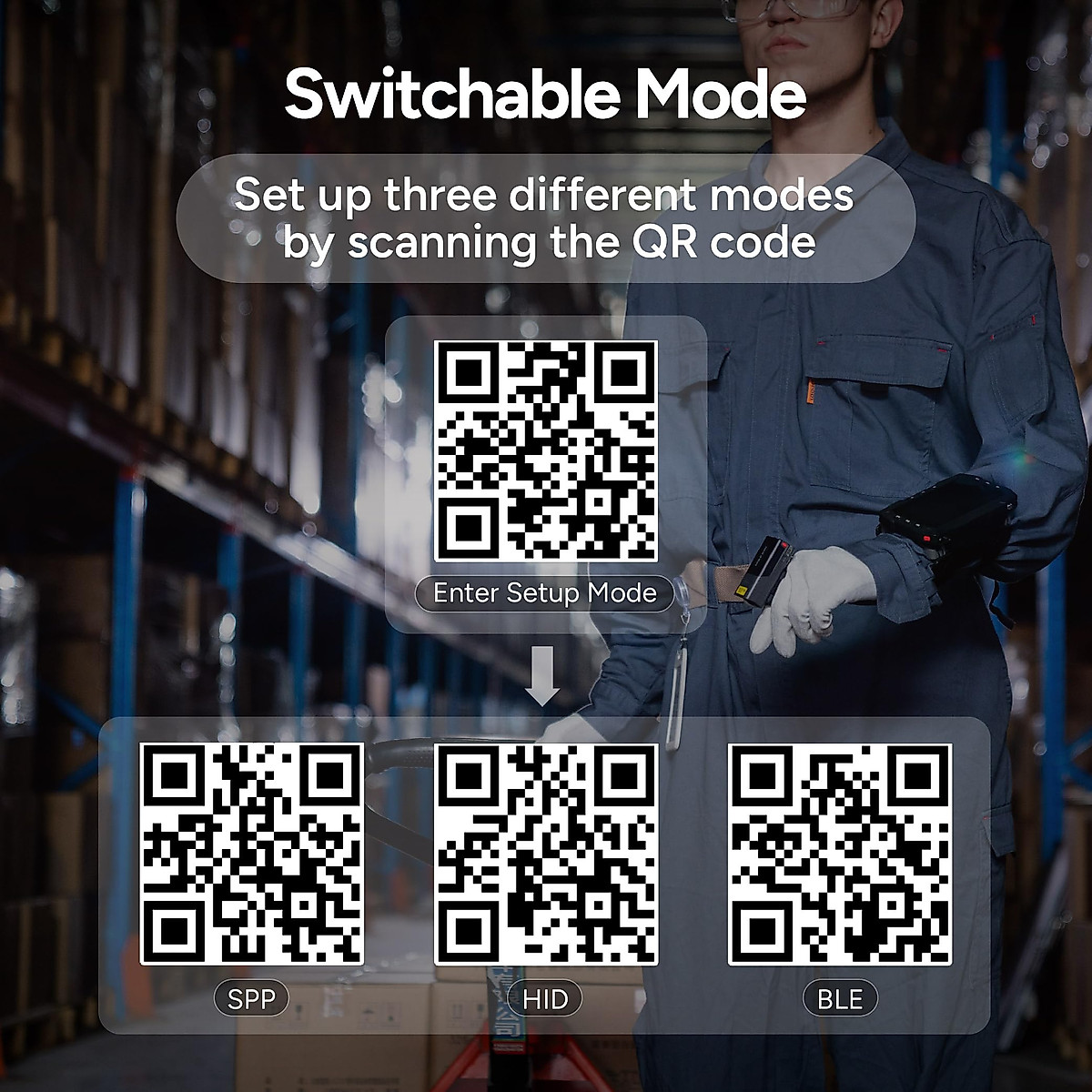 MEFERI MS300R Ring Scanner, Equip with SE4107 Zebra Scanner, Finger Scanner Bluetooth IP54 BT5.0 NFC 1000 mAh Battery, Barcode Scanner 1D/2D/QR Code Scanner, Left&Right-Handed Use, iOS/Android/Windows