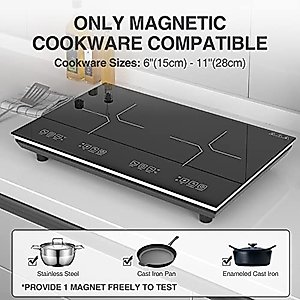 VBGK Double Induction Cooktop, 4000W Countertop Burner Hot Plate LCD Sensor Touch Energy-Saving Portable Induction Cooktops 2 Burner with Child Safety Lock & Timer, 110~120V