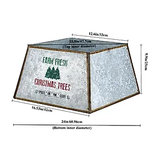 Christmas Tree Collar Metal Farmhouse Tree Skirt Square Trees Ring Base Stand Cover for Xmas Christmas Tree Holiday Home Rustic Decor Decorations (Square)