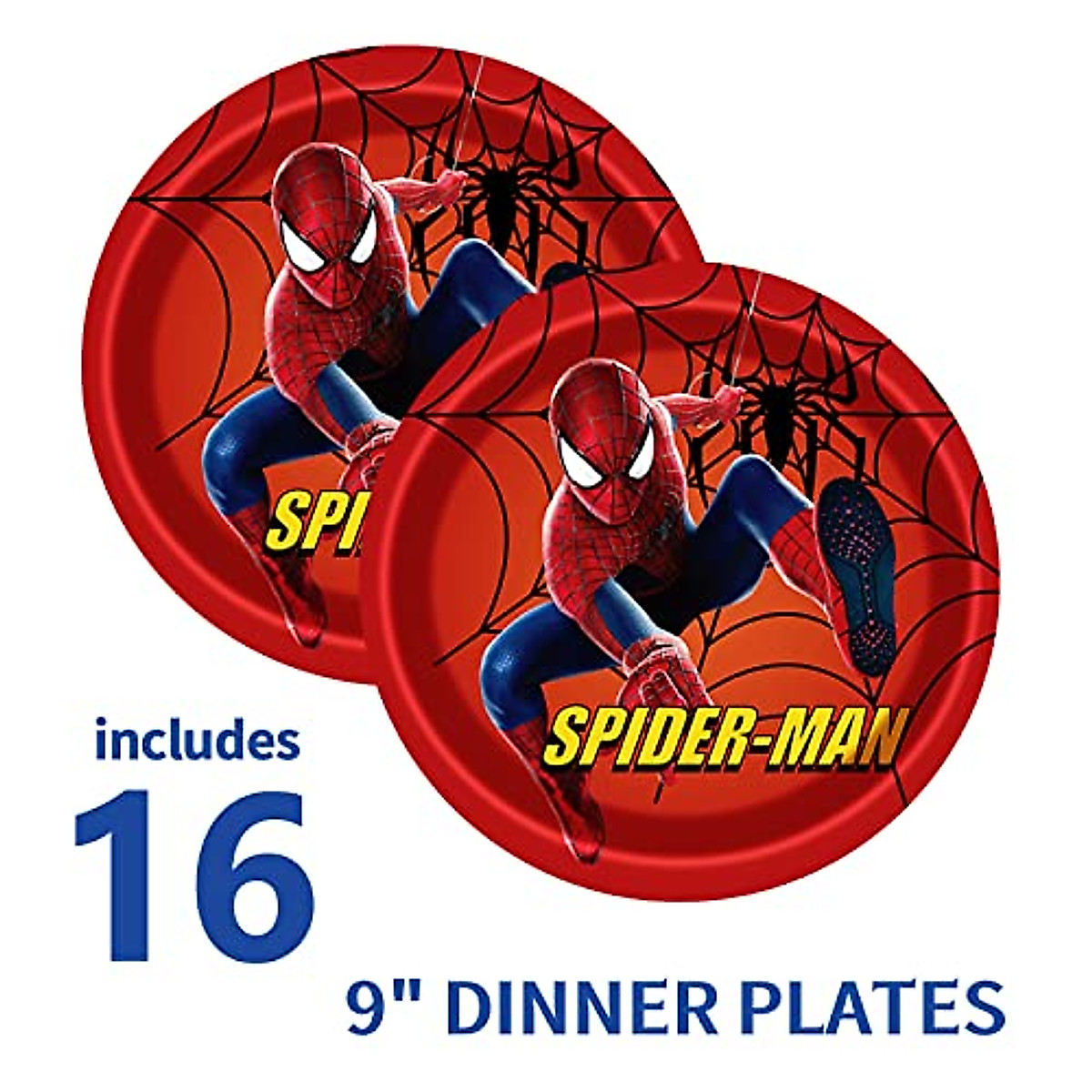 Spiderman Party Supplies for Kids Birthday, Disposable Tableware for 16 Guests, Include 7” Plates,9” Plates, 9 oz Cups, Table Cover, Napkins