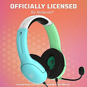 PDP Gaming LVL40 Stereo Headset with Mic for Nintendo Switch - PC, iPad, Mac, Laptop Compatible - Noise Cancelling Microphone, Lightweight, Soft Comfort On Ear Headphones, Animal Crossing Blue & Green