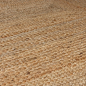 Hand Woven Scalloped Oval Jute Area Rug Scallop Jute Rug for Farmhouse, Bedroom, Living Room, Dining Room, Hallway, Kitchen, Entryway, Patio (5x7 Feet Oval Jute Rug (60x84 Inch)/(150x210 cm))