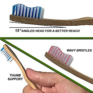 Terra Futura Bamboo Toothbrush 4 Pack, Ergonomic Toothbrush. Eco Friendly, Biodegradable & Environmentally Sustainable, BPA Free Bristles, Eco Compostable Toothbrush
