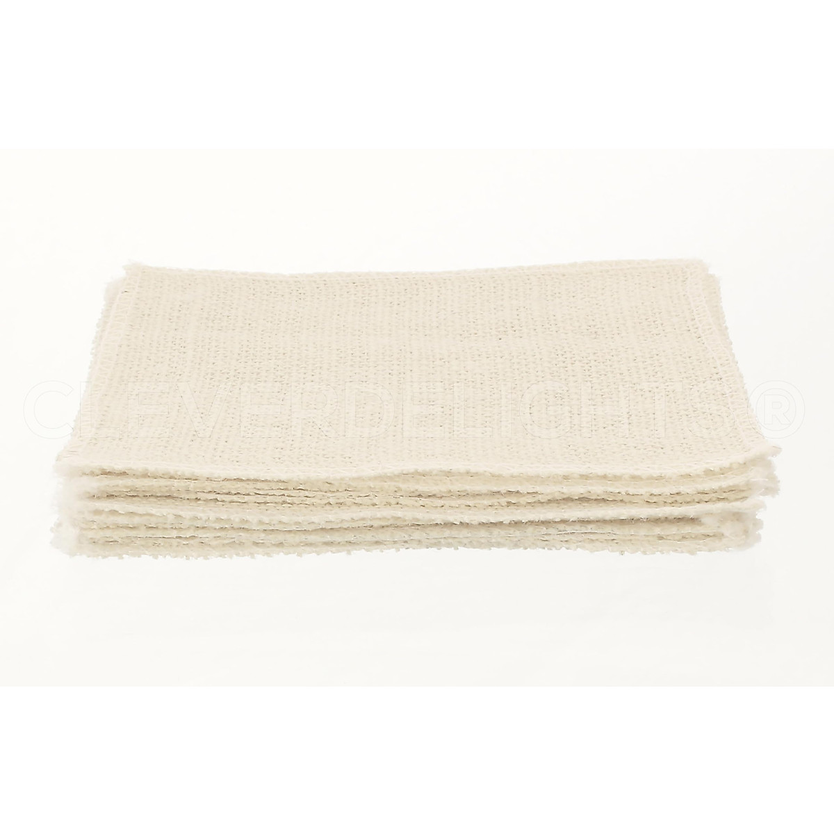 CleverDelights 6 Inch Ivory Burlap Squares - 12 Pack - Jute Burlap Fabric - Finished Edges - 6" x 6"
