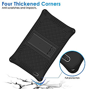 DETUOSI Silicone Case for Samsung Galaxy Tab A 8.0 2019, SM-T290/T295 Multi-Angle Stand Case with Shoulder Strap & Stylus Pen, Soft Lightweight Cover for TCL TAB 8 LE, Black