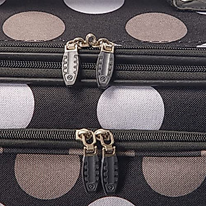 Rockland Escape 4-Piece Softside Upright Luggage Set, Telescoping Handles, Black Dot, (14/19/24/28)