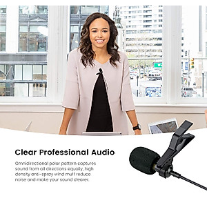 VIOFO Professional Lavalier Lapel Microphone Kit Omnidirectional Lavalier Mic Compatible with iPhone Android Smartphone, Laptop, PC, DSLR for YouTube, Podcast, Interview, Video Conference