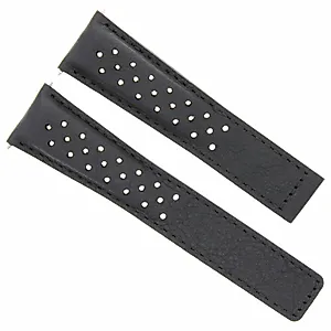 Ewatchparts Leather Watch Band Strap 20mm Compatible With Tag Heuer Carrera CV2010 Black Clasp FC-5037-39
