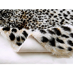 Leopard Print Area Rug - Faux Fur Non-Slip Cheetah Rug Small Accent Distressed Animal Print Hide Rugs Floor Carpet for Door Mat Entryway Bedrooms Laundry Room Decor (3.3x2.95Ft, Leopard)
