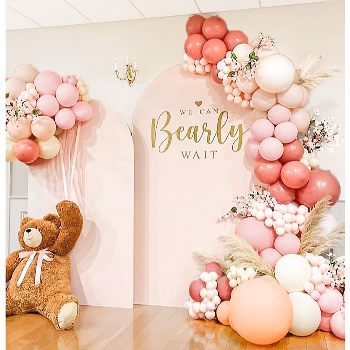 Boho Soft Pink Balloon Arch Garand Kit 153pcs 18/10/5 Inch Retro Pink Macaroon Orange Light White Latex Balloon for Baby Shower Bridal Wedding Girl Birthday Anniversary Gender Reveal Party Decorations