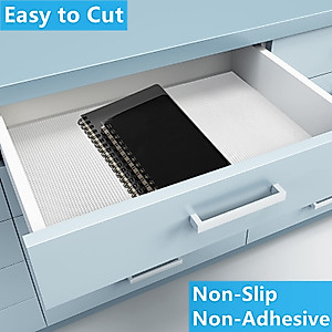 DEAYOU 2 Roll Clear Shelf Liner, 12"x 40 FT EVA Nonslip Drawer Liner, Non-Adhesive Kitchen Liner, Waterproof Pantry Fridge Liner, Oilproof Grip Liner Mat Protector for Table, Rack, Cuttable, Washable