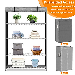 HMOCK Wire Shelf Cover,600D Heavy Duty Waterproof Dustproof Shelf Covers for Wire Shelving Cover,Outdoor Wire Rack Cover with Zipper for Metal Wire Shelf (Grey,37" L x 18" W x 72" H)