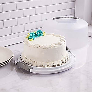 Sterilite Cake Server See-Through Lid, White Base, 4-Pack