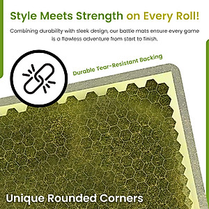 IT'S A SKIN DND Battle Game Mat - 36x24 Inch Dungeons and Dragons Map for Roleplay Games, Warhammer, Grid Tabletop - Includes 4 Dry Erase Markers & Cleaning Cloth - RPG HEX Grid Gross/Moss Theme