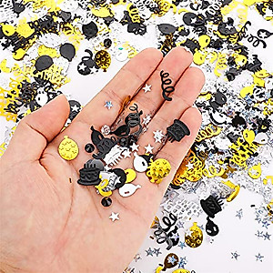3000 Pieces Happy Birthday Confetti Glitter Confetti Birthday Cake Confetti Table Scatter Confetti Black Gold and Silver Party Decorations Supplies for Birthday Party, Baby Shower