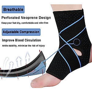 Ankle Brace 2PCS, Adjustable Compression Ankle Braces for Men Women Sports Protection, Breathable Neoprene Ankle Brace for Sprained Ankle, Stabilize Ligaments, Prevent Re-Injury