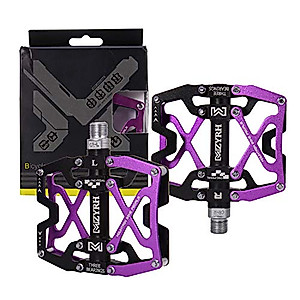 MZYRH Mountain Bike Pedals, Ultra Strong Colorful CNC Machined 9/16" Cycling Sealed 3 Bearing Pedals(Purple 3 Bearings)