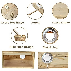 Hamiledyi Parakeet Nesting Box Transparent Budgie Nest Breeding Box with Perch Wood Bird House for Cage Natural Lovebird Breeder Box for Parrot Finch Canary Conure Mating Hatching (5 x 9.84 x 5.31 in)