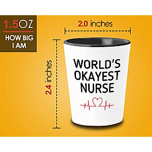 Bubble Hugs Nurse Shot Glass 1.5oz - World's Okayest Nurse - Funny Quotes Nurse Practitioner Paramedic RN LPN CNA Gift for Birthday Graduation