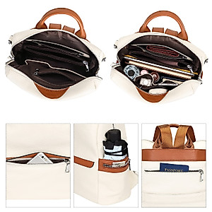 ALTOSY Leather Backpack for Women Elegant Genuine Backpack Purse Ladies Leather Shoulderbag （S80 Beige）