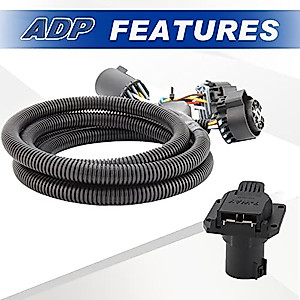 Truck Bed 7-Foot 7-Pin Trailer Wiring Harness Extension Compatible with Chevy, Dodge, Ford, GMC, Toyota Vehicles - Silverado 1500 2500 3500, Ram, F-150 250 350, Sierra, Tundra # 56070