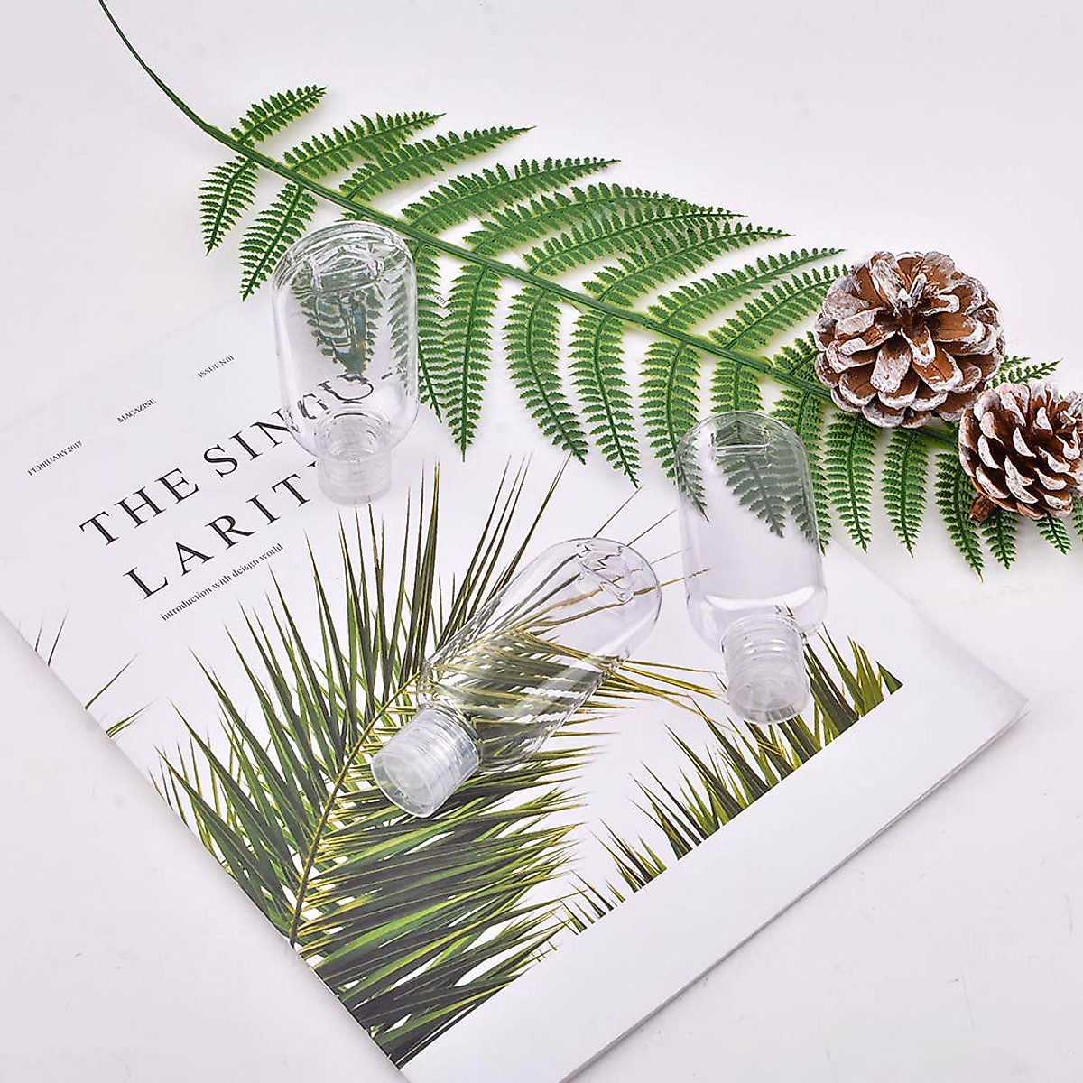 WANDIC Travel Bottles, Set of 6 Clear Plastic Refillable Travel Containers with Clips Liquid Containers with Hook for Shampoo and Toiletries, 50ml