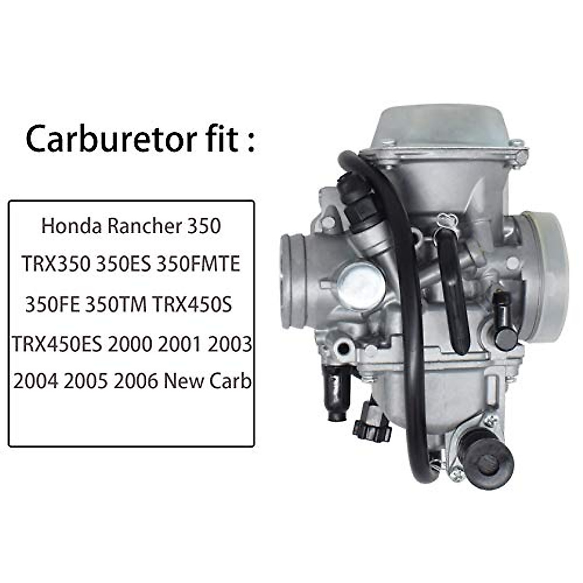 JOD TRX350 Carburetor compatible with Honda Rancher 350 TRX350 350ES 350FE 350FMTE 350TM 2000-2006 atv 4 Stroke Carburetor with Black Throttle Base Cover+Air Filter+Oil Filter+Fuel Filter