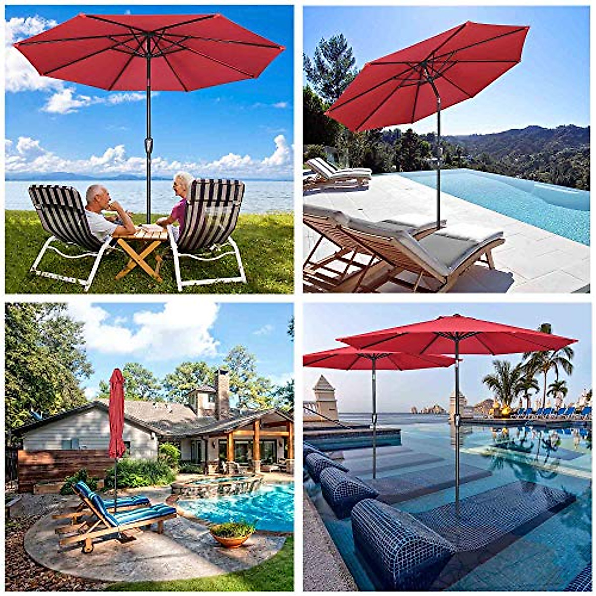 Yescom 10Ft UV50+ Aluminum Outdoor Table Patio Umbrella with Crank Tilt 3000PA Sunshade Deck Yard Garden Pool Balcony