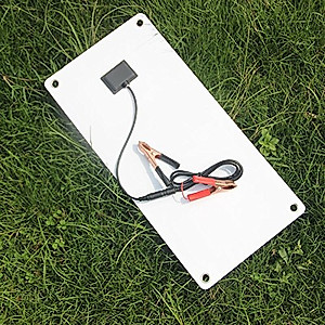 NUZAMAS 12V 8.5W Portable Solar Panel Semi-Flexible with Alligator Clips and USB Output for Car Battery Phone Charging Maintenance Outdoor Camping Fishing Boat RV