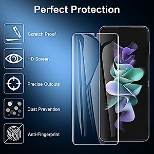 geekboy (2 Set Upgraded) screen protector compatible for Samsung Galaxy Z Flip 3 5G 2021, 2 Pack Inner and Back Flexible Soft TPU Screen Cover Film for Galaxy Z Flip 3, Case Friendly, Anti Scratch