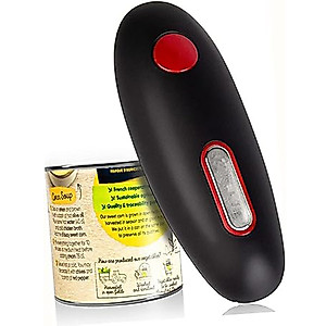 One Touch Electric Can Opener Easy Open Any Can Size with Smooth Edge, Hands Free and Battery Operated Electric Can Openers for Kitchen, Kitchen Gadget Electric Can Opener for Seniors (Black)
