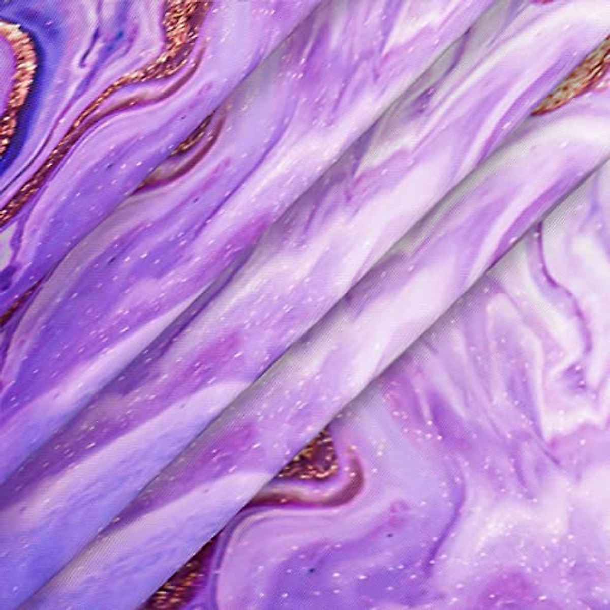 Purple Marble Fitted Tablecloth, Abstract Cute Elastic Edge Round Tablecloth Cover Fit Table 36-42 Inch Diameter, Waterproof Stain Resistant Polyester Tablecloth for Kitchen Dining Picnic Party