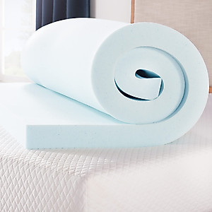 LINENSPA Memory Foam Mattress Topper - Gel-Infused Memory Foam - 3 Inch Style - Full Size - Plush Feel - Cooling Design - Pressure Relieving - Dorm Room Essentials - CertiPUR Certified
